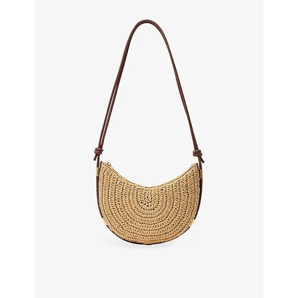 REISS Harriet Raffia-effect Woven Shoulder Bag - Natural
