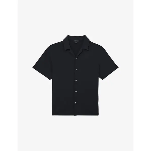 REISS Cedric Textured Stretch-woven Shirt - Navy
