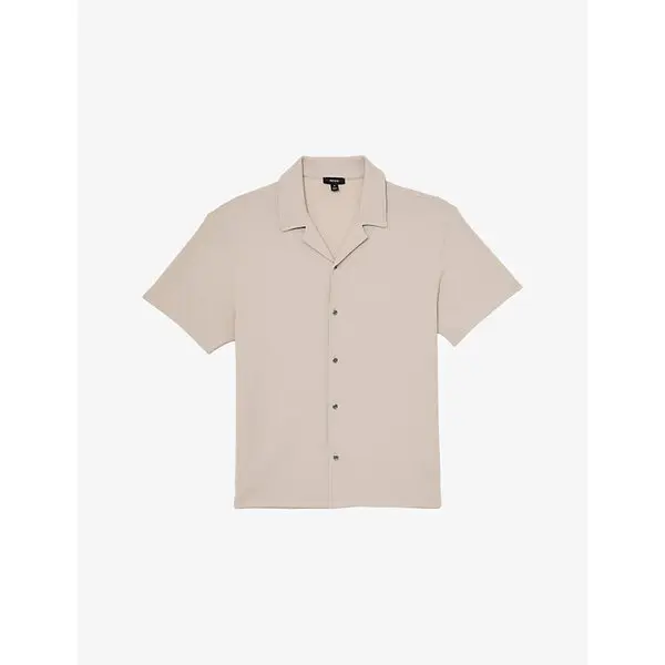 REISS Cedric Textured Stretch-woven Shirt - Stone
