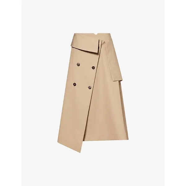 ROHE FRAMES Deconstructed Trench Cotton Midi Skirt - Sand