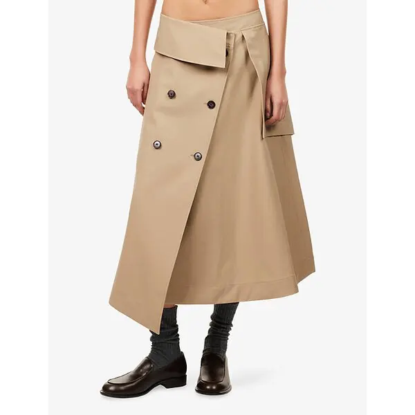 ROHE FRAMES Deconstructed Trench Cotton Midi Skirt