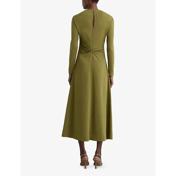 REISS Adriana Ruched Long-sleeve Jersey Dress - Chartreuse Green