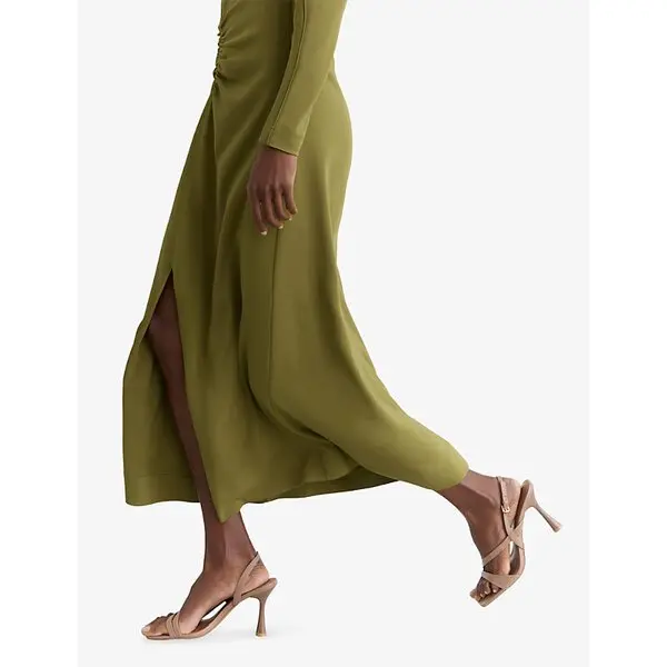 REISS Adriana Ruched Long-sleeve Jersey Dress - Chartreuse Green