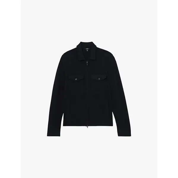 REISS Dunstall Four-pocket Knitted Jacket - Navy