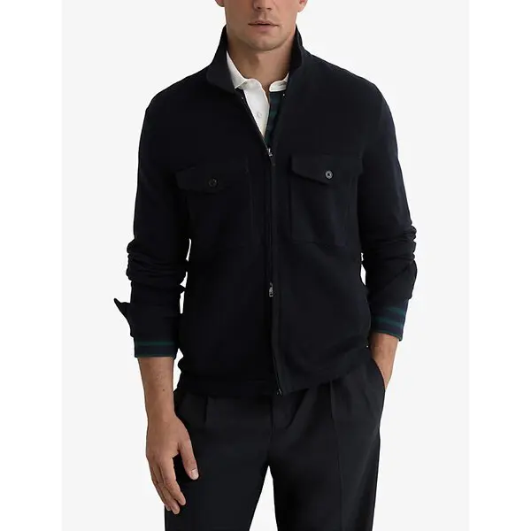 REISS Dunstall Four-pocket Knitted Jacket - Navy
