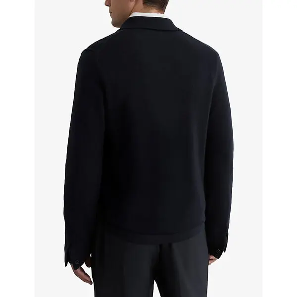 REISS Dunstall Four-pocket Knitted Jacket - Navy