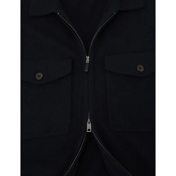 REISS Dunstall Four-pocket Knitted Jacket - Navy