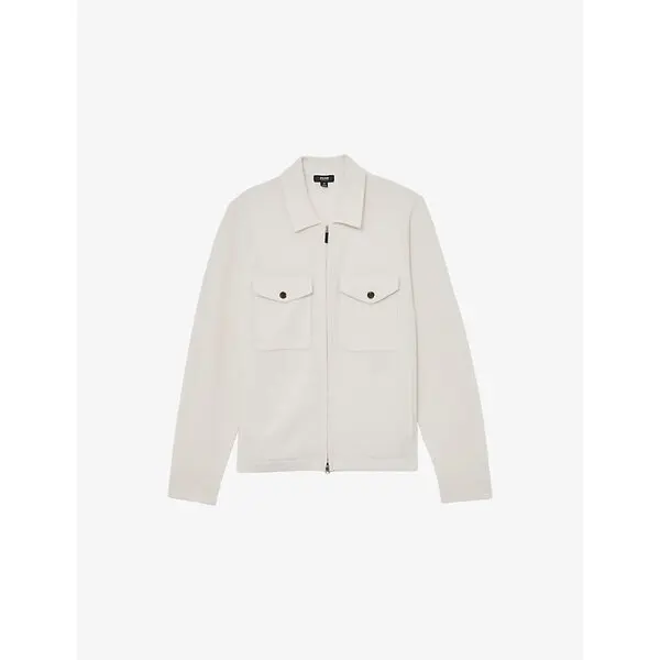 REISS Dunstall Four-pocket Knitted Jacket - White