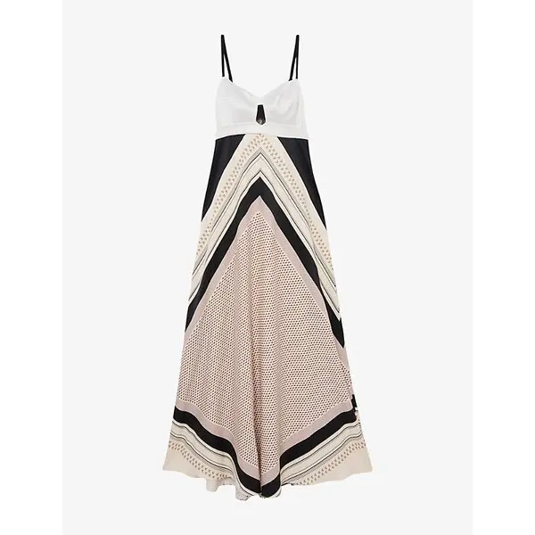 REISS Myra Scarf-printed Woven Maxi Dress - Ivory Black
