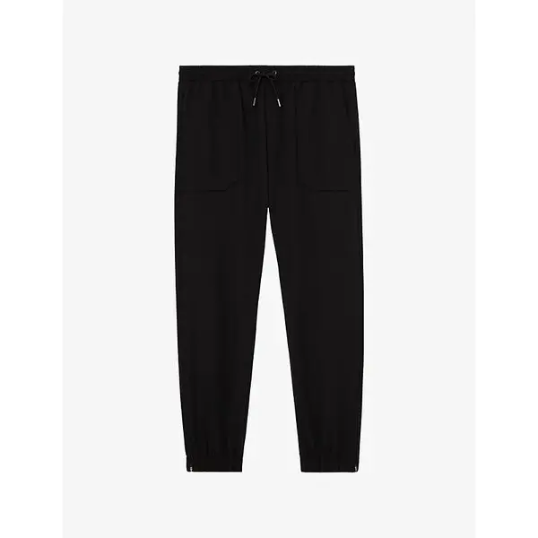 REISS Ascend Drawstring-waist Stretch-woven Trousers - Black