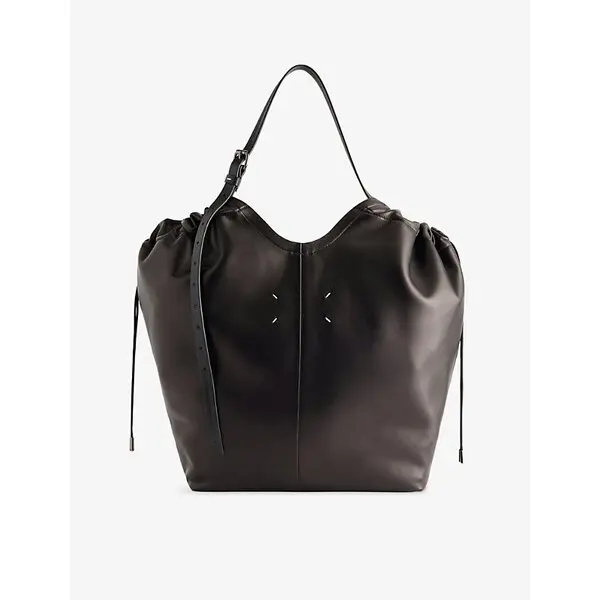 MAISON MARGIELA Medium Shopper Leather Shoulder Bag - Black/black/black