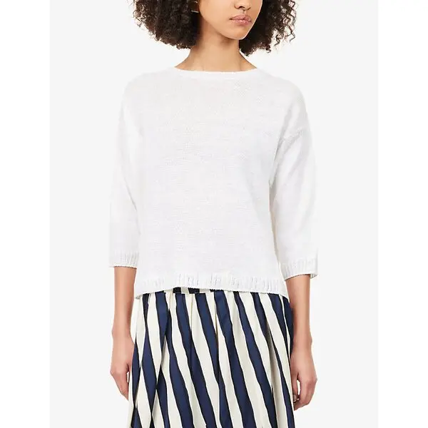 Max Mara Round-neck Knitted Linen Top