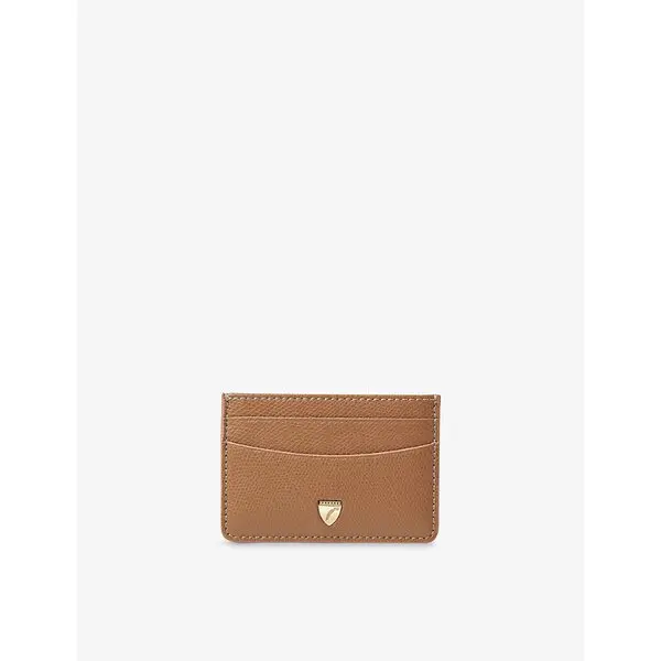 ASPINAL OF LONDON Branded Leather Card Holder - Caramel