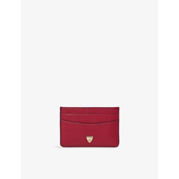 ASPINAL OF LONDON Branded Leather Card Holder - Cherry