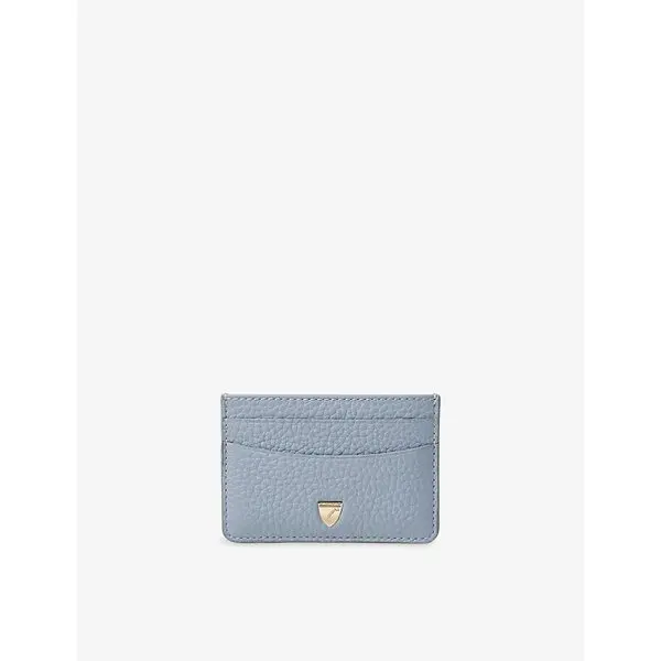 ASPINAL OF LONDON Branded Leather Card Holder - Skyblue
