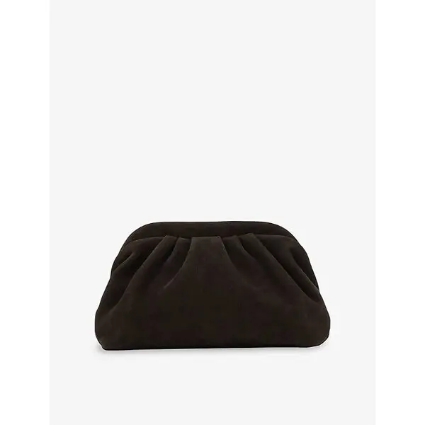 REISS Suede Pouch Clutch Bag - Chocolate