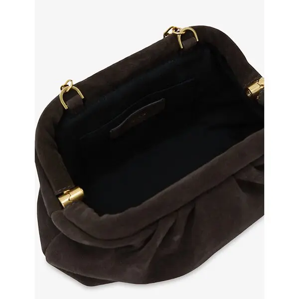 REISS Suede Pouch Clutch Bag - Chocolate