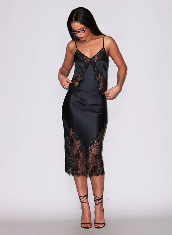 FLEUR DU MAL Lace Silk Skirt