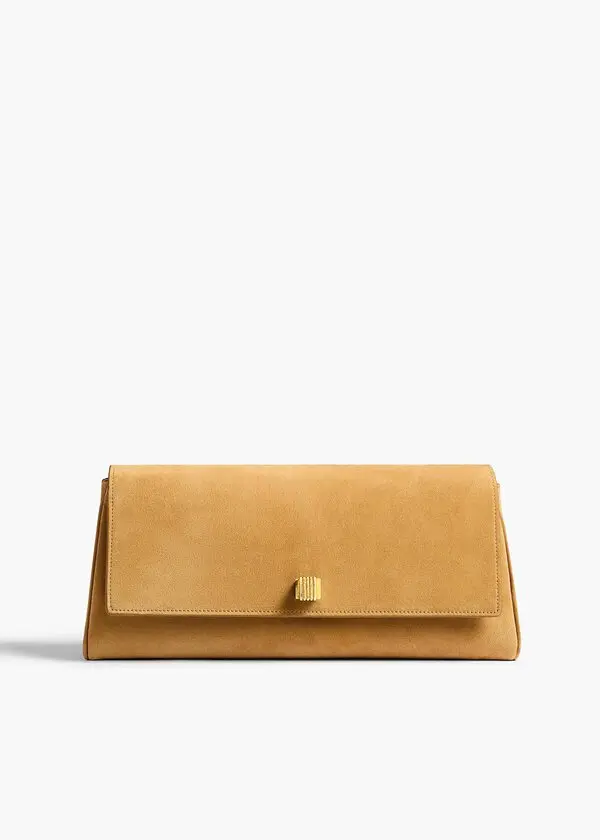 Khaite Audrey Clutch In Suede - Goldenrod