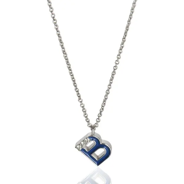 MYGEMMA 14k White Gold Diamond Initial B Pendant Necklace - White_gold