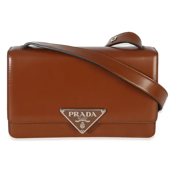 Prada Spazzolato Leather Shoulder Bag - Brown