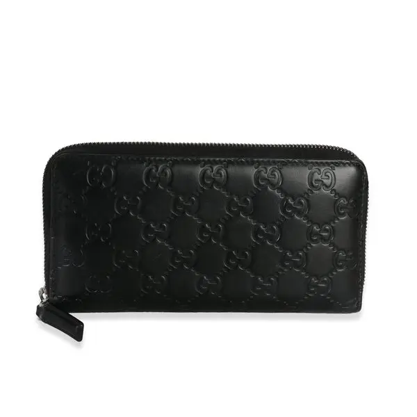 Gucci Guccissima Signature Zip Around Long Wallet - Black