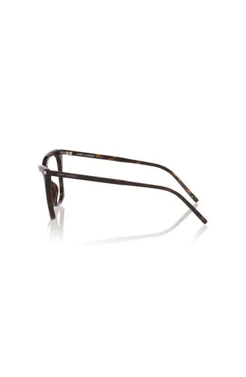 Saint Laurent 55mm Cat Eye Optical Glasses - Tortoise