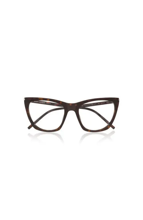 Saint Laurent 55mm Cat Eye Optical Glasses - Tortoise