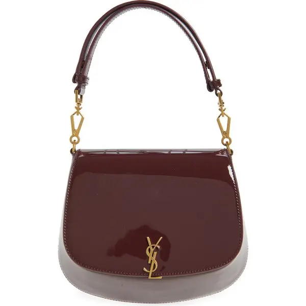 Saint Laurent Voltaire Patent Leather Top Handle Bag - Dark Red Wine