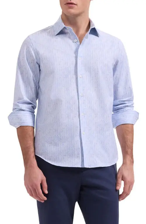 Bugatchi James Ooohcotton® Greek Key Wave Print Button-up Shirt - Air Blue