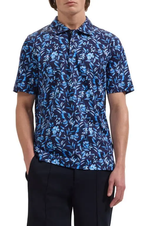 Bugatchi Hendrix Digital Floral Print Pima Cotton Polo - Navy