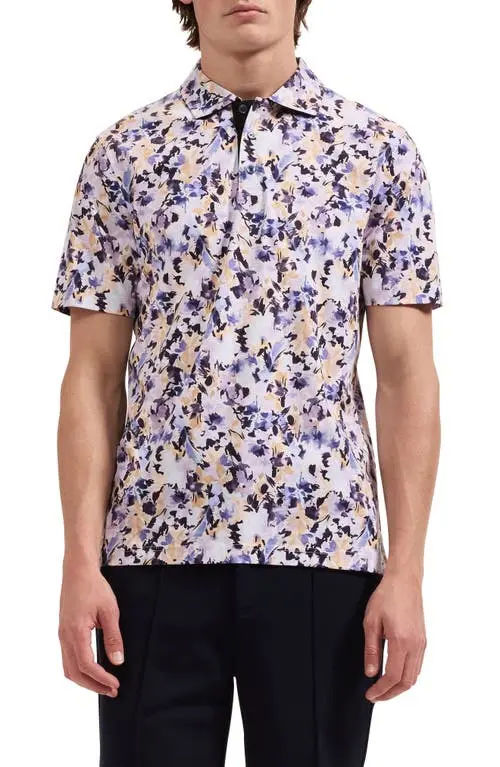 Bugatchi Hendrix Floral Pima Cotton Polo - Lavender