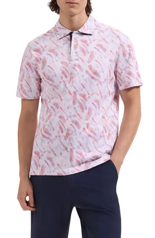 Bugatchi Hendrix Tropical Print Pima Cotton Polo - Peach