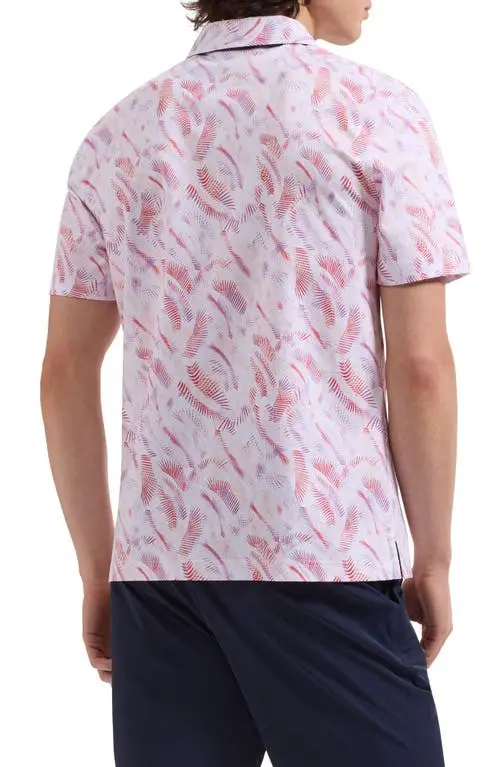 Bugatchi Hendrix Tropical Print Pima Cotton Polo - Peach