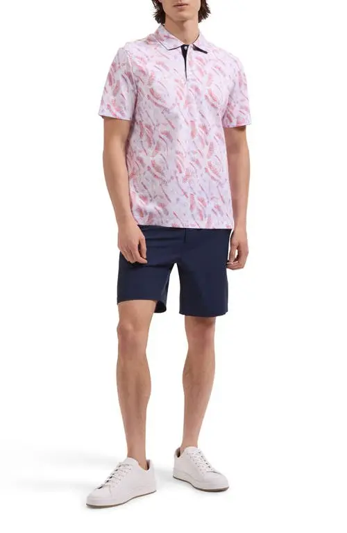 Bugatchi Hendrix Tropical Print Pima Cotton Polo - Peach