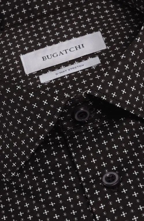 Bugatchi James Ooohcotton® Geometric Print Button-up Shirt - Black