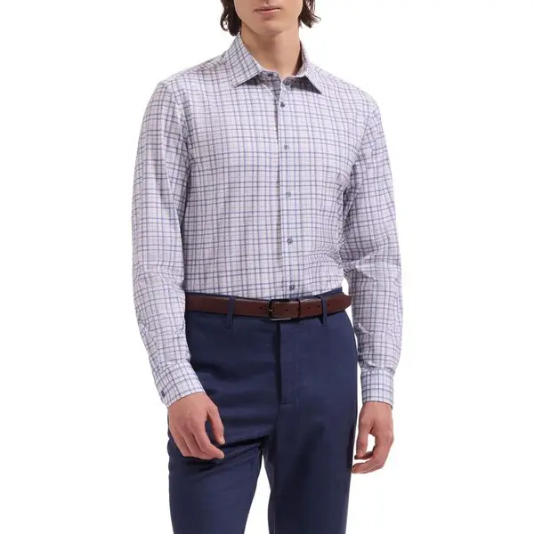 Bugatchi James Ooohcotton® Plaid Print Button-up Shirt - Air Blue