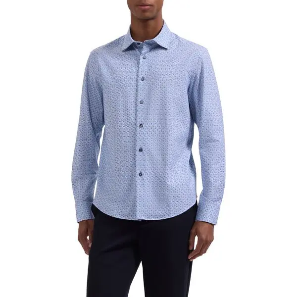 Bugatchi James Ooohcotton® Geometric Print Button-up Shirt - Iris