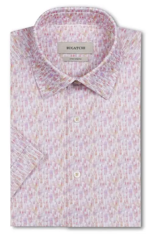 Bugatchi Miles Ooohcotton® Watercolor Wine Print Short Sleeve Button-up Shirt - Prawn