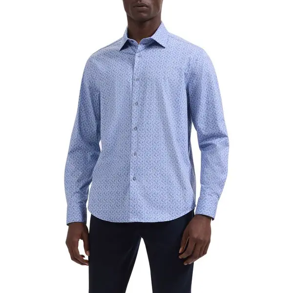 Bugatchi Jimmy Ooohcotton® Floral Print Button-up Shirt - Air Blue