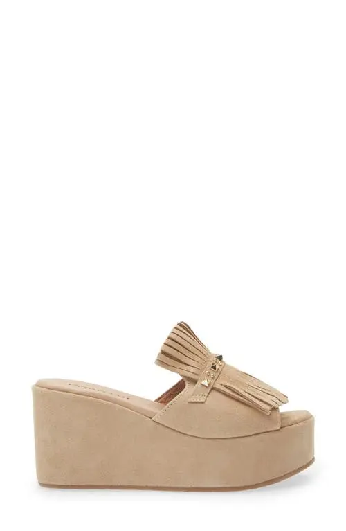 Cordani Jewel Studded Kiltie Platform Wedge Slide Sandal