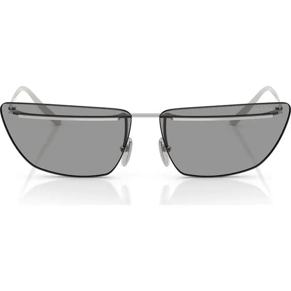Prada 64mm Oversize Butterfly Sunglasses - Silver/grey