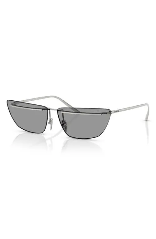 Prada 64mm Oversize Butterfly Sunglasses - Silver/grey