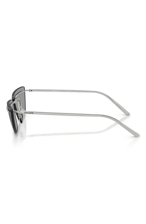 Prada 64mm Oversize Butterfly Sunglasses - Silver/grey