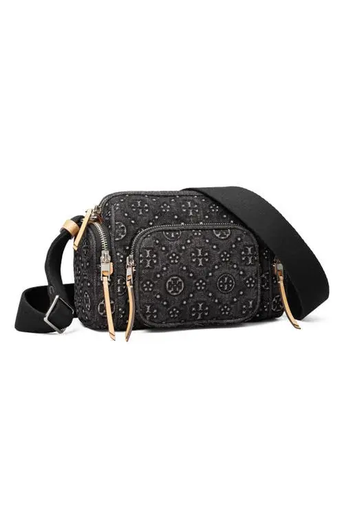 Tory Burch T Monogram Denim Pocket Crossbody Bag - Black