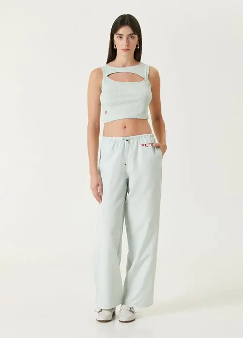 PCFG Ribbed Cropped Tank Top With Boatneck And Cut-out