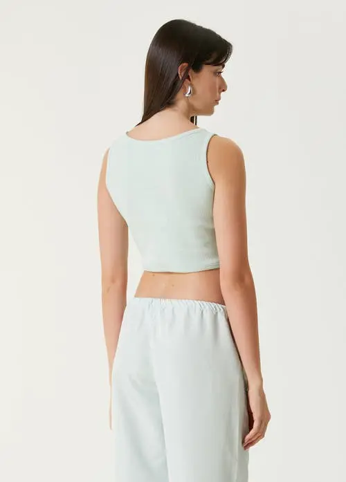 PCFG Ribbed Cropped Tank Top With Boatneck And Cut-out