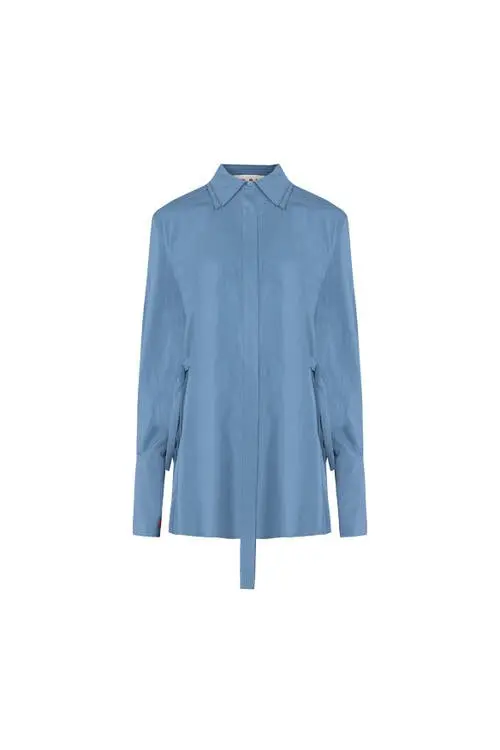 PCFG Free Heaven" Pleated Mini Shirt Dress - Blue