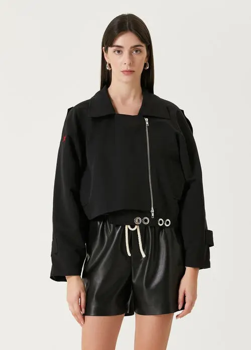PCFG Free Heaven Cropped Waterproof Trench Coat - Black