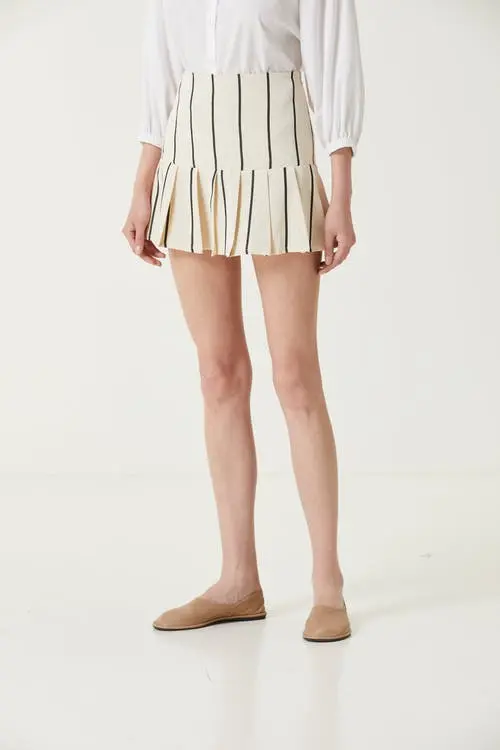 PCFG Silk And Linen Blend Mini Skirt - Beige